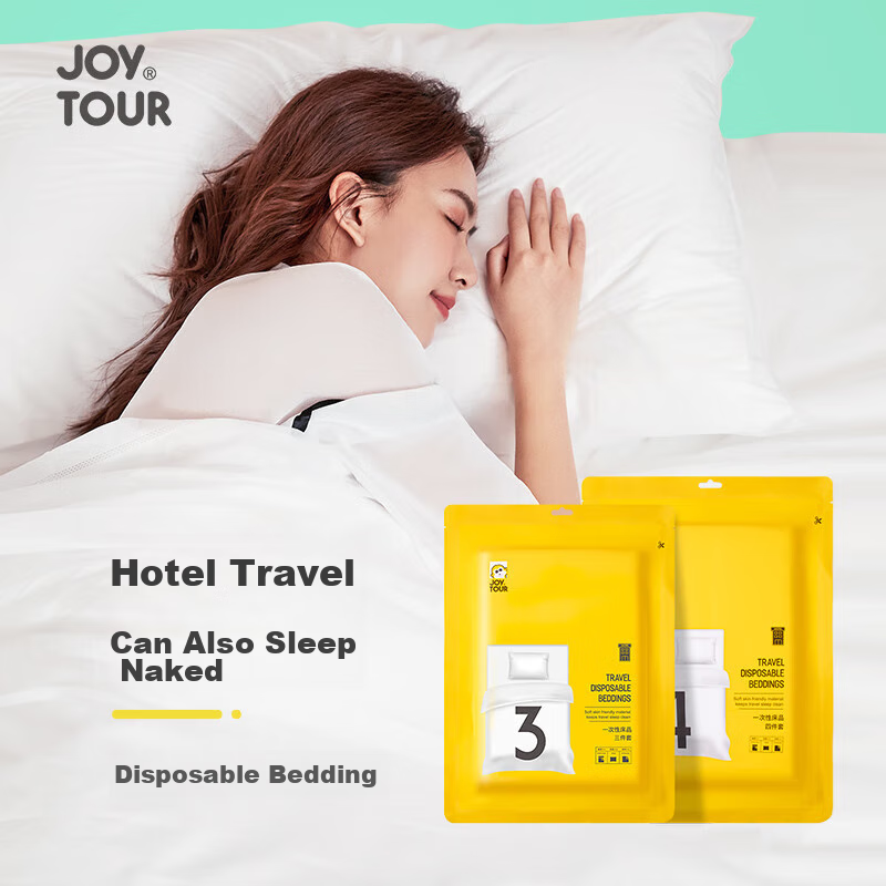 JOYTOUR (SMS Grade) Disposable Bed Sheet And Duvet Cover, Bedding for Travel And Business Trips, Single Person Three-Piece Set