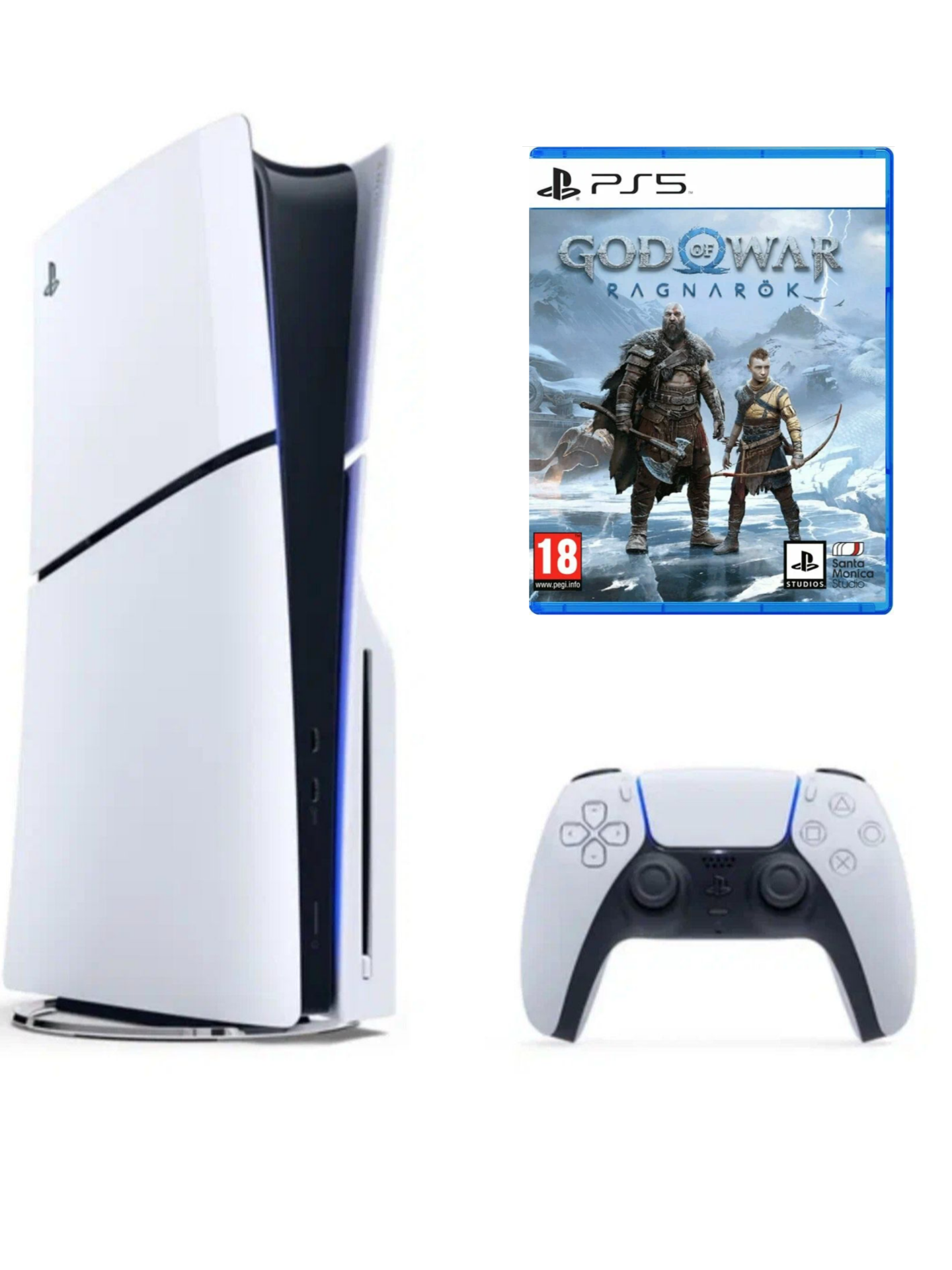 Игровая приставка Sony PlayStation 5 Slim, с дисководом, 1000 ГБ SSD, игра God of War: Ragnarok