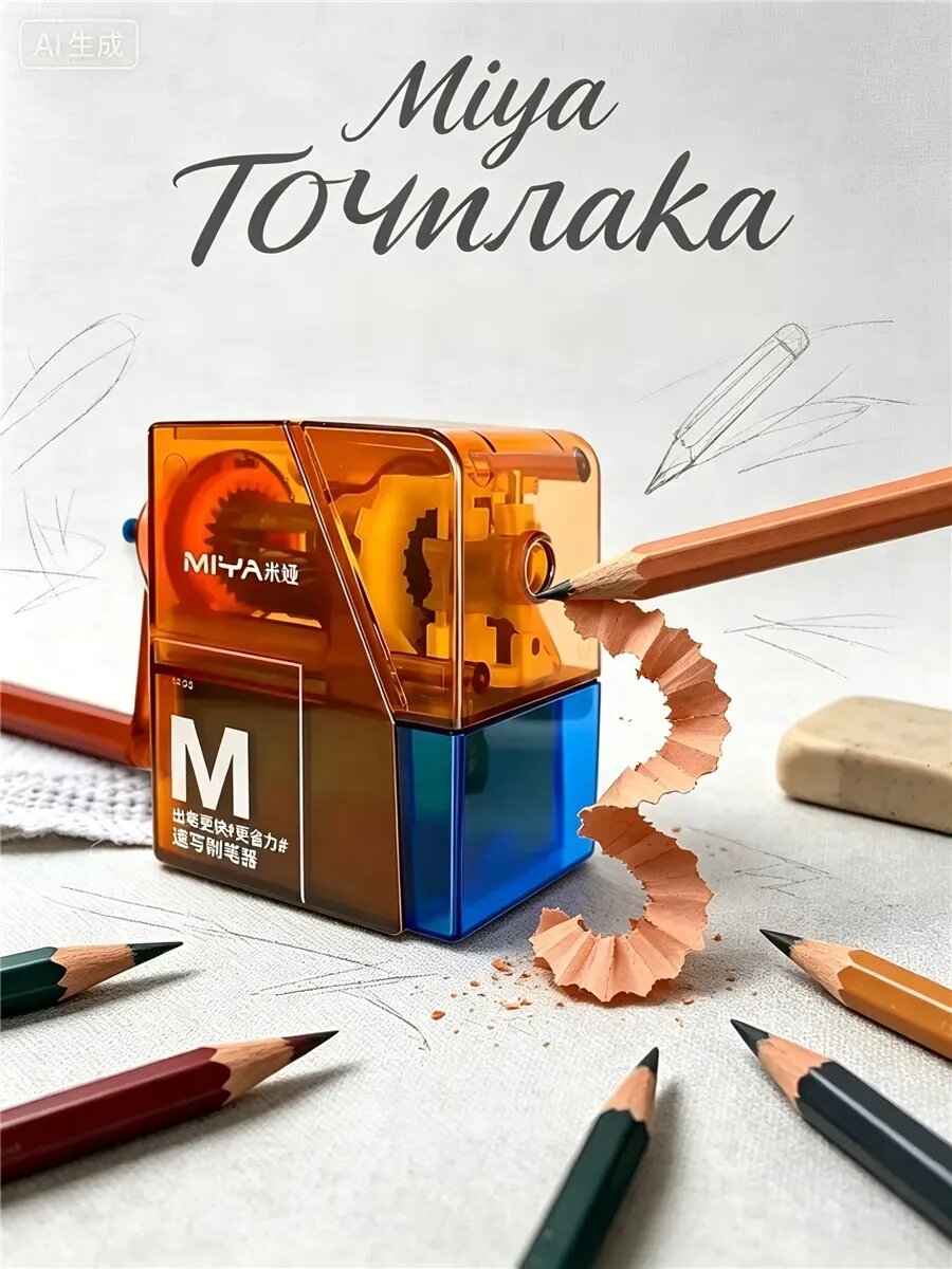 Точилка механическая с контейнером HIMI MIYA для простых, цв