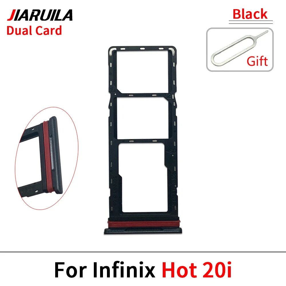 Слот для SIM-карты, держатель лотка для SD-карты, адаптер для infinix Hot 8 9 Черный, Hot 20i Black