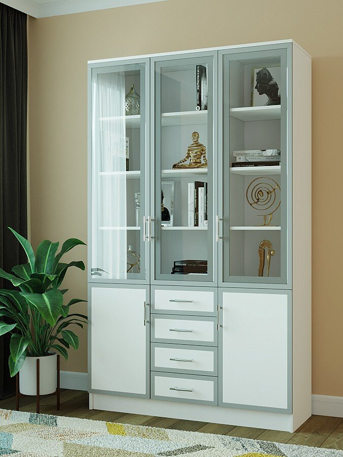 Книжный шкаф МебельЛэнд24 Альма - 18 Белый 120x30x230