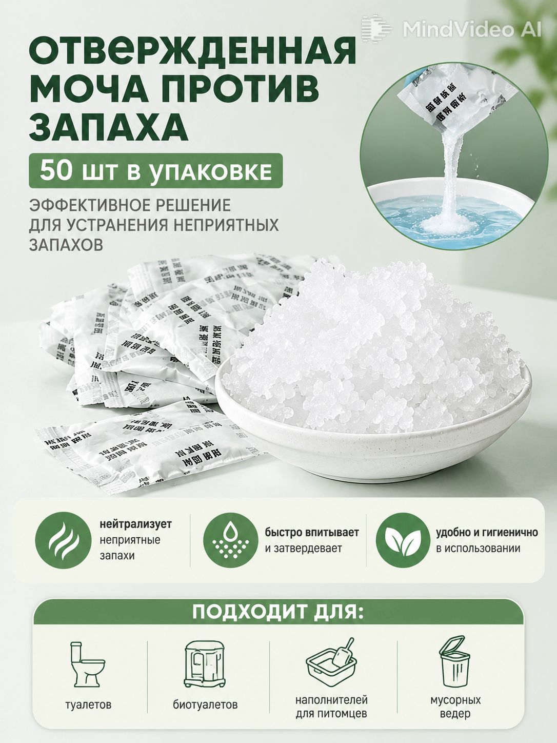 48 упаковок Коагулянт для мочи. Отвердитель для автомобильного туалета противоароматический , жидкий затвердитель