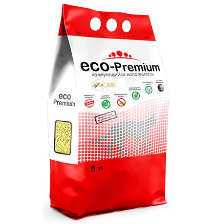 Eco Premium Ромашка / Наполнитель Эко Премиум для кошачьего туалета Древесный Комкующийся с ароматом Ромашки, 5 л (1,9 кг)