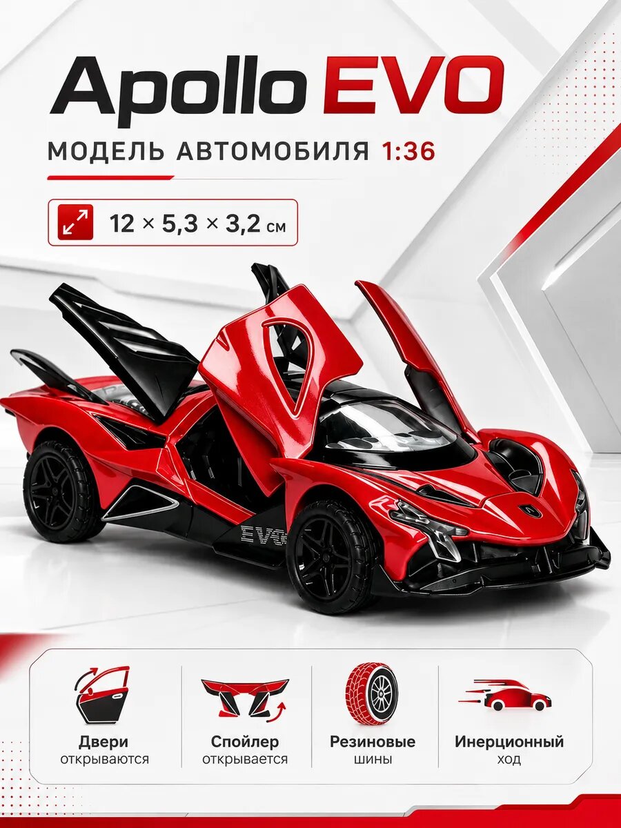 Металлическая машинка суперкар 1:36 Apollo EVO для мальчика