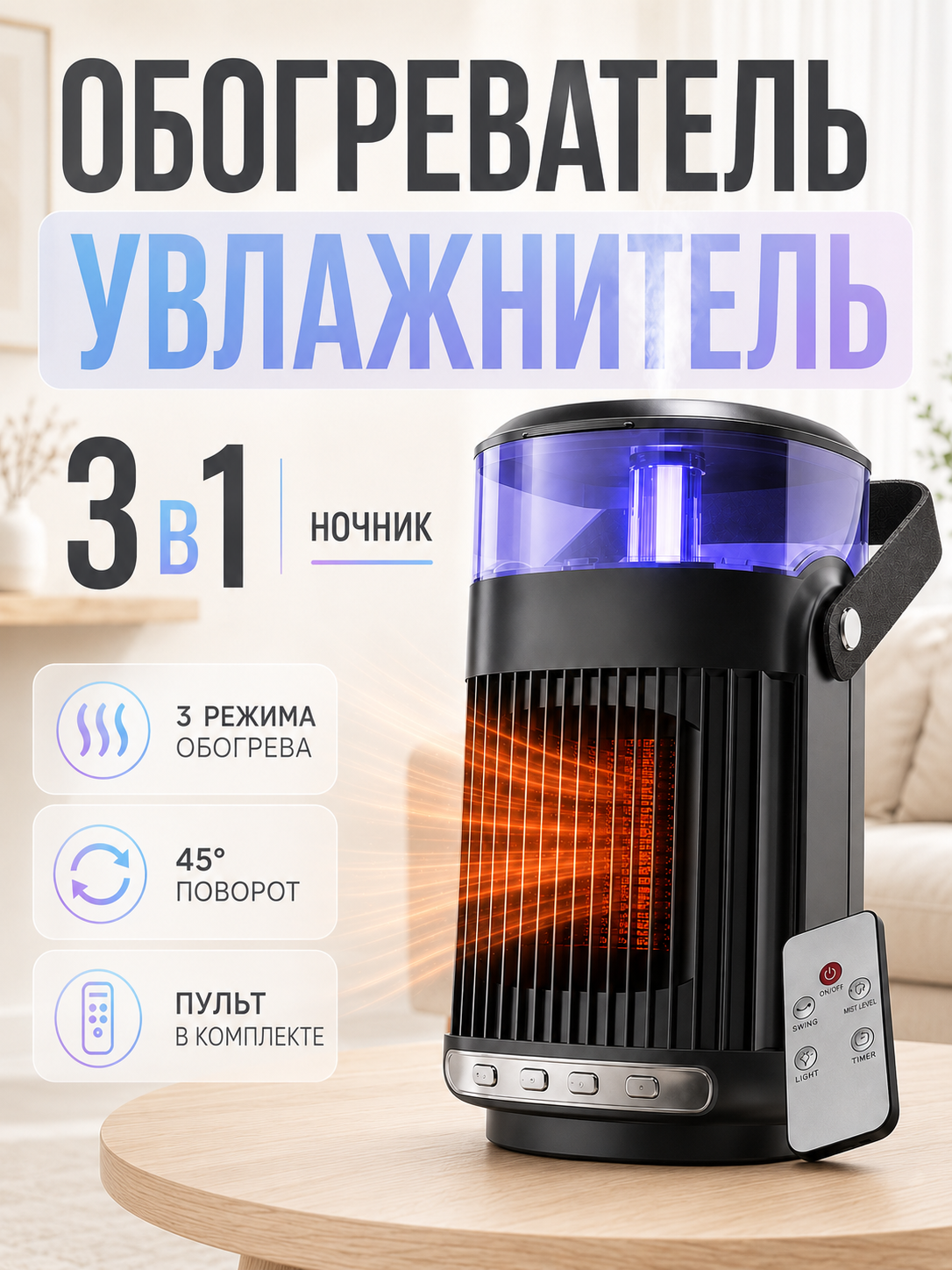 Обогреватель для дома электрический с функцией увлажнения воздуха