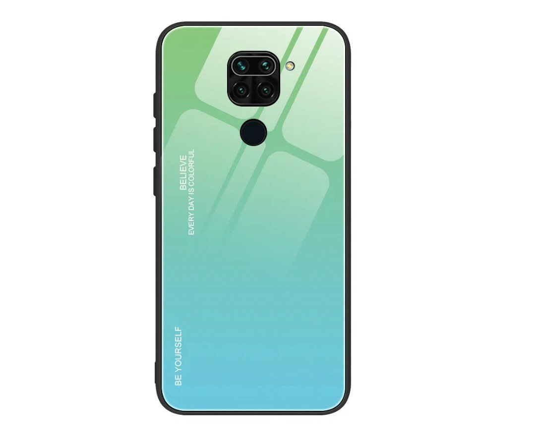 Чехол MyPads, для Xiaomi Redmi Note 9, стекло, зелёный, градиент, зеркальный, блестящий, переливающийся