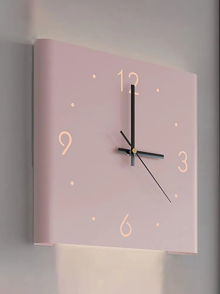 Настенные розовые часы IKEA квадратной формы с подсветкой кварцевые
