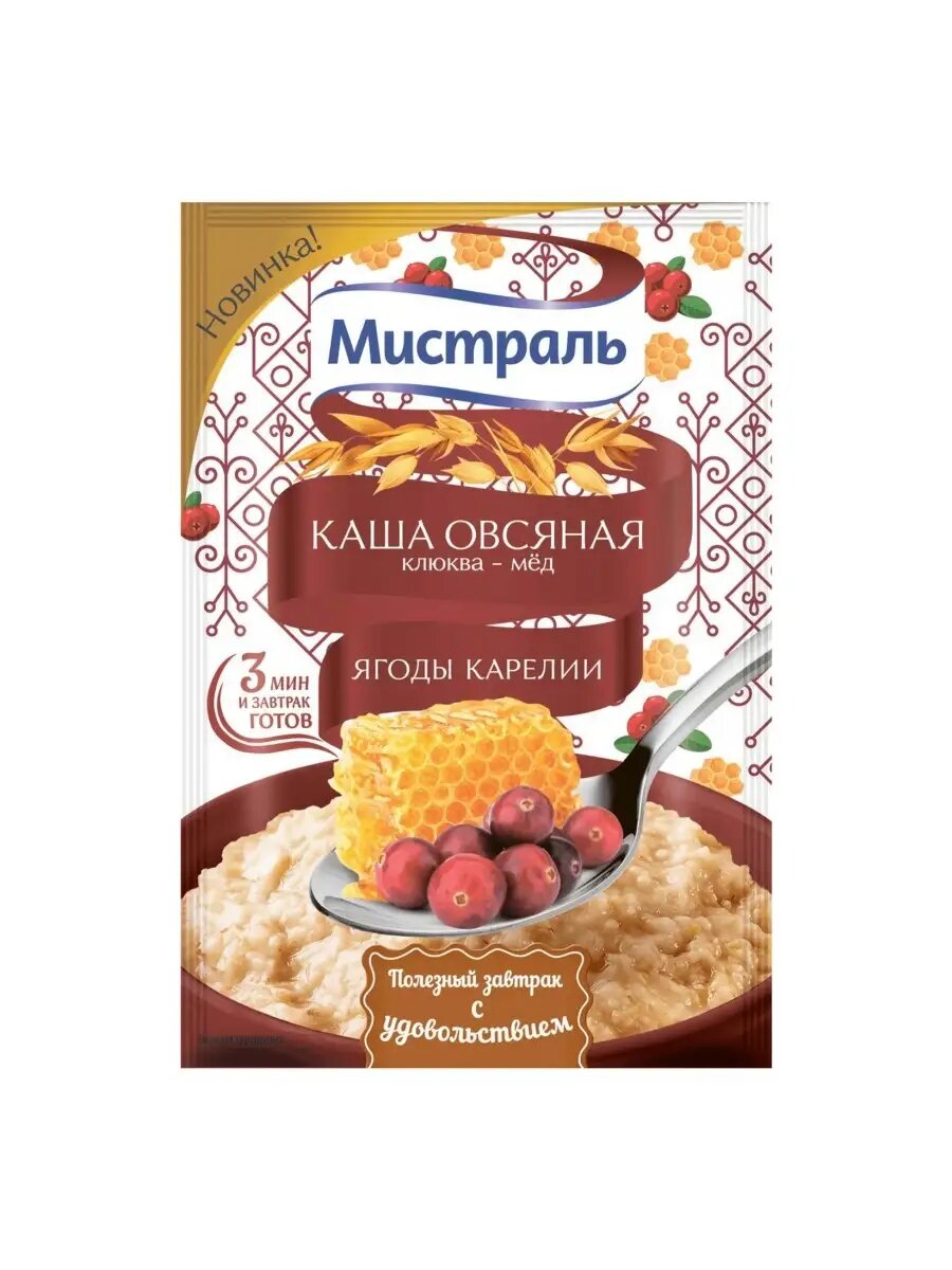 Каша Мистраль овсяная клюква-мед 40 г