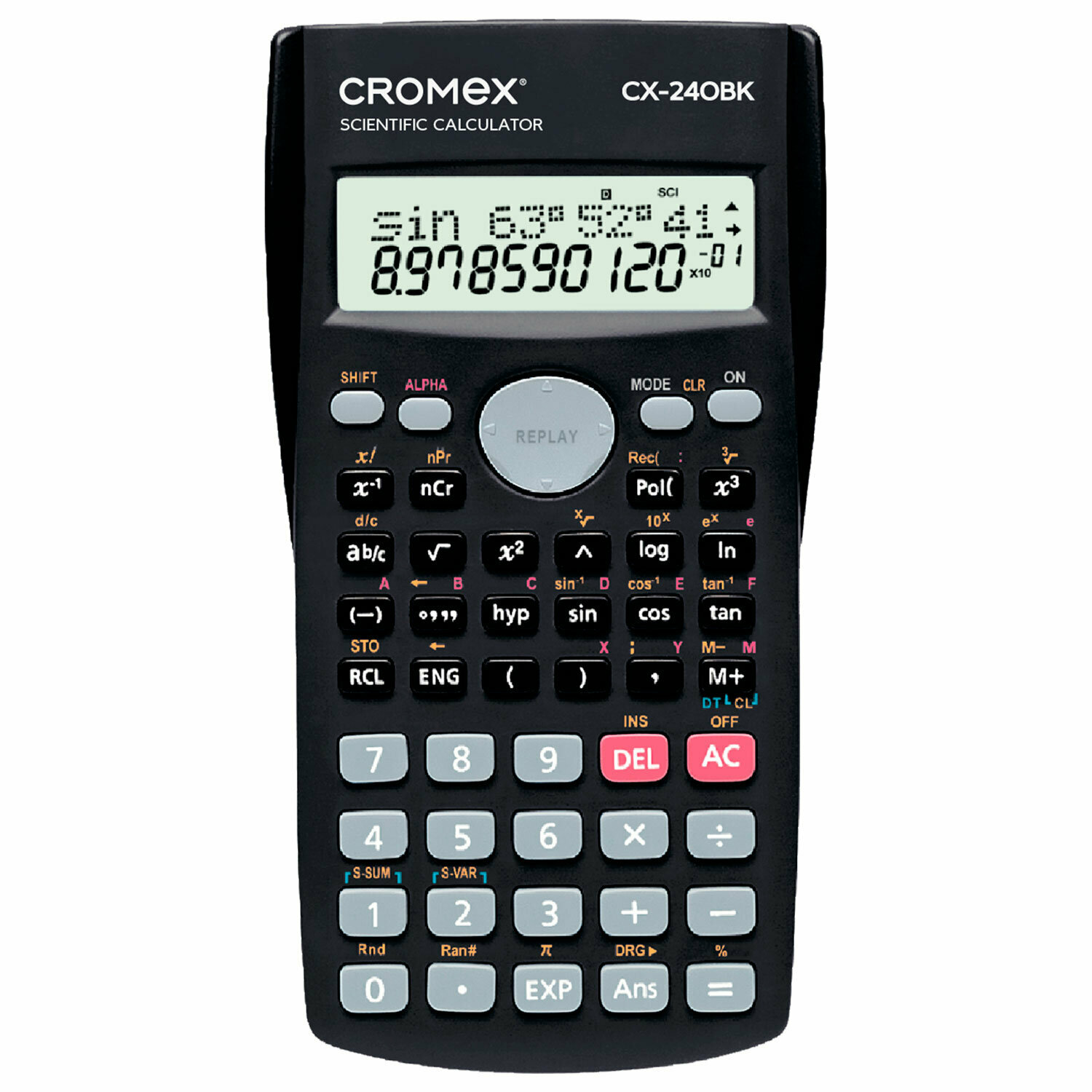 Cromex Калькулятор инженерный СX-240BK 155х80 мм 240 функций 10+2 разрядов черный 273832