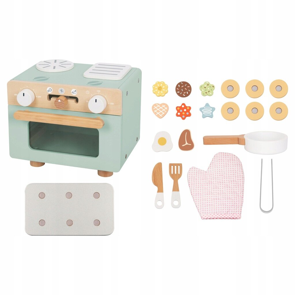 Игровой набор Tooky Toy - Деревянная мини-печка с аксессуарами для сюжетно-ролевых игр, 21 эл.- TP524