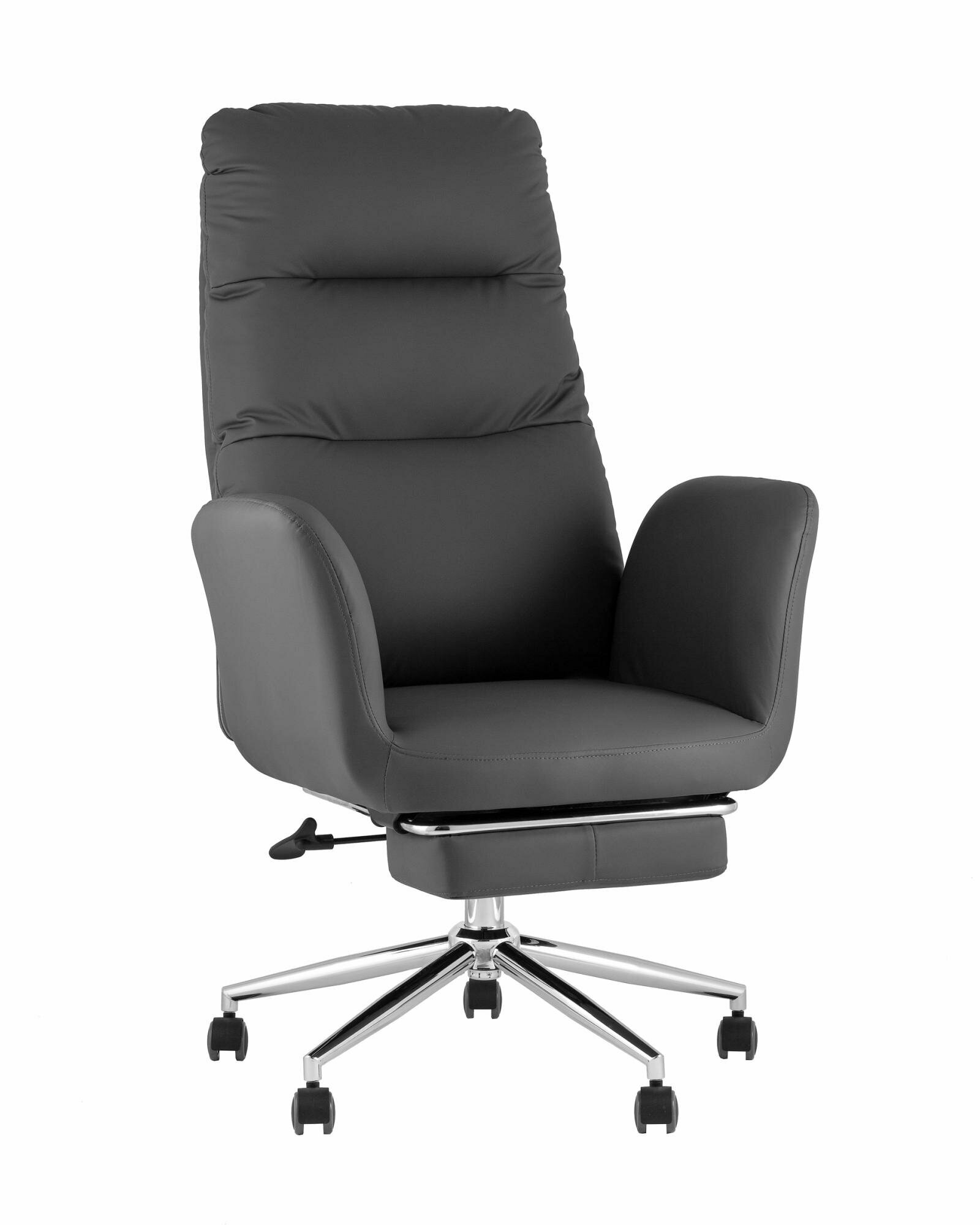 Кресло руководителя TopChairs Solid NC STOOL GROUP серый, экокожа и металл, мягкое сиденье, с подлокотниками