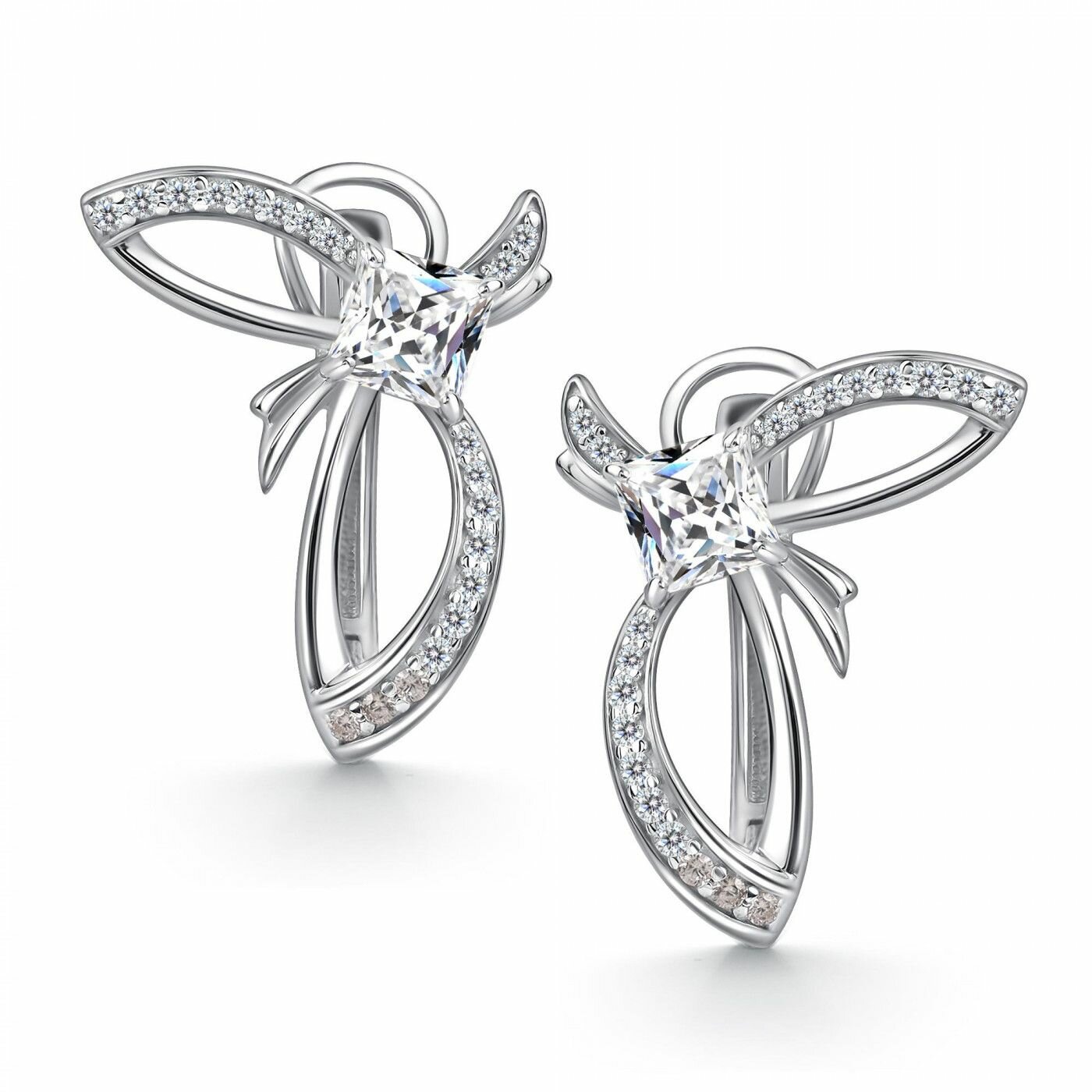Серьги, серебро, 925 проба, фианит