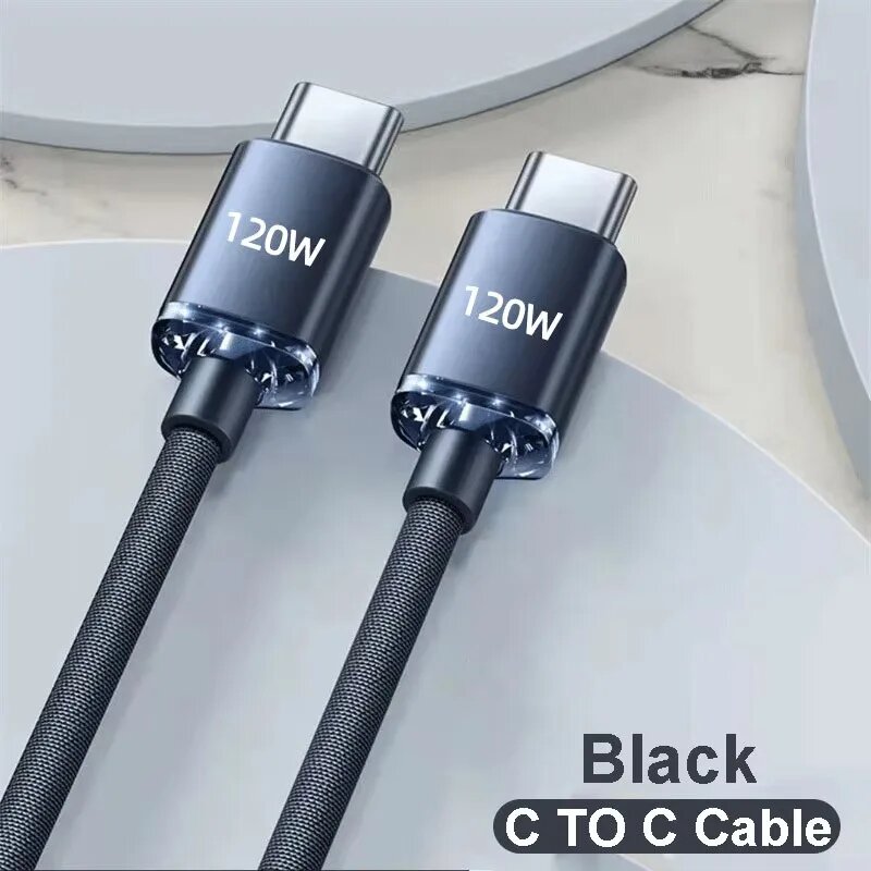Кабель USB-C на USB-C 120W черный, 0.25 м