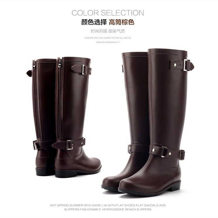 Женские высокие резиновые сапоги, водонепроницаемая обувь на молнии, нескользящие резиновые сапоги, женские водонепроницаемые сапоги в корейском стиле, сапоги Мартина, зимние сапогиРазмер обуви. EU:39