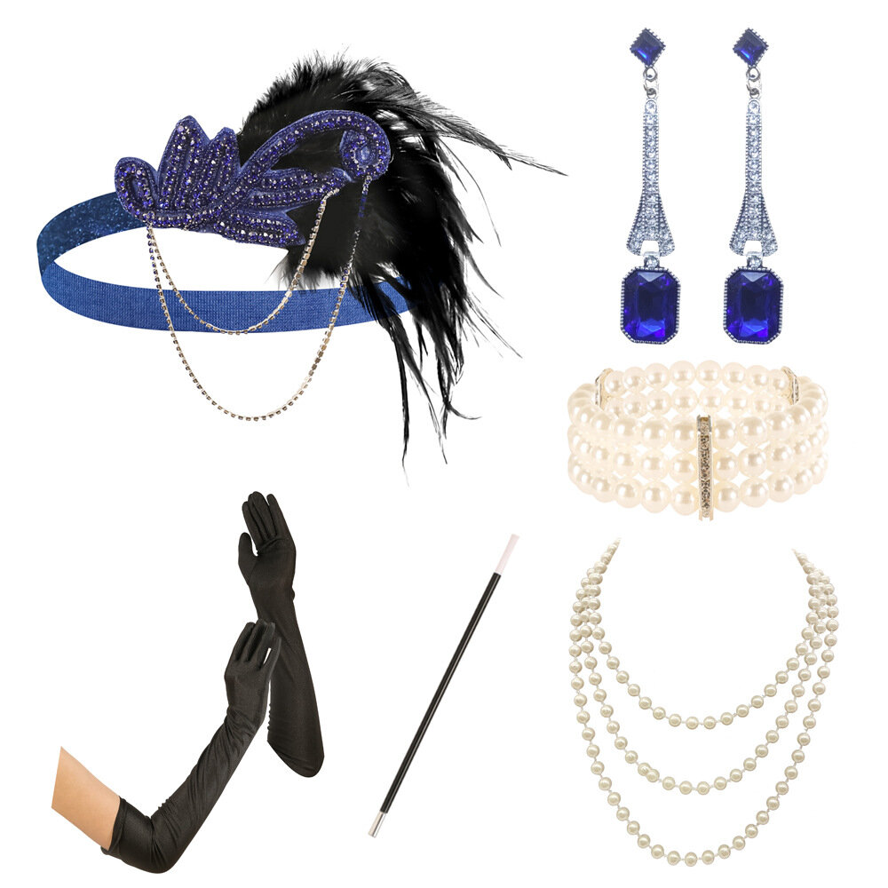 Женский головной убор для маскарада в стиле 1920-х годов, повязка на голову с перьями в стиле флаппер, аксессуар для вечеринки в стиле Гэтсби.