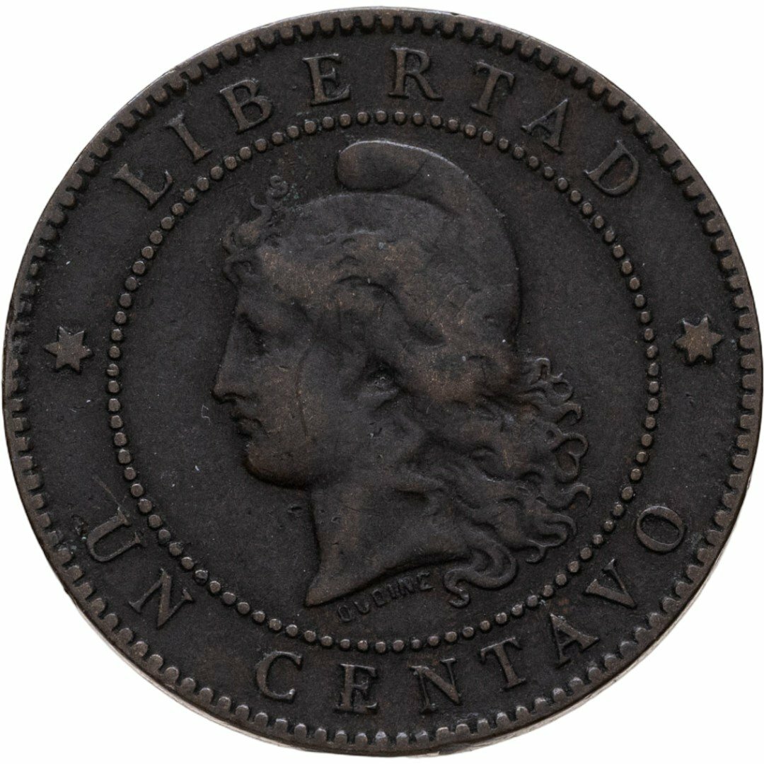 Аргентина 1 сентаво centavo 1884, Бронза, в сохранности VF