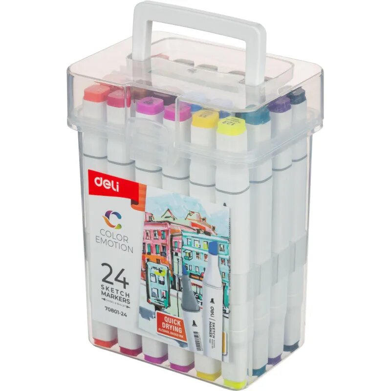 Набор маркеров для скетчинга Deli E70801-24 24цв/наб. двухстор 1791524