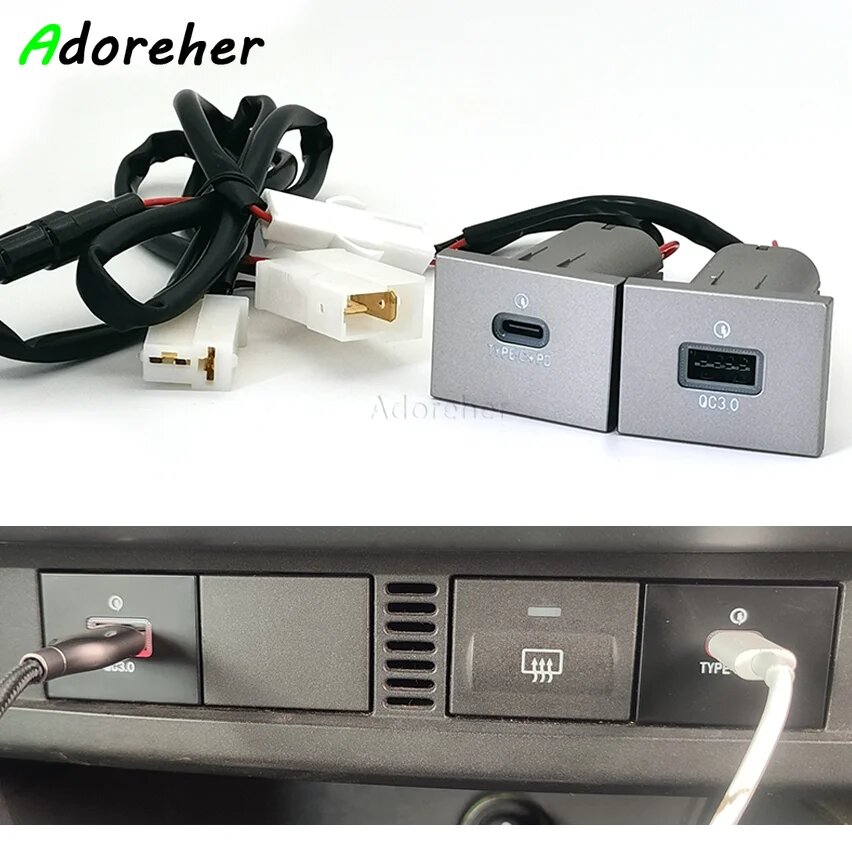 Автомобильное зарядное устройство, двойная розетка QC3.0 USB PD Type C, адаптер питания для быстрой зарядки телефона для Ford Focus 2 2004-2011 mk2, аксессуары