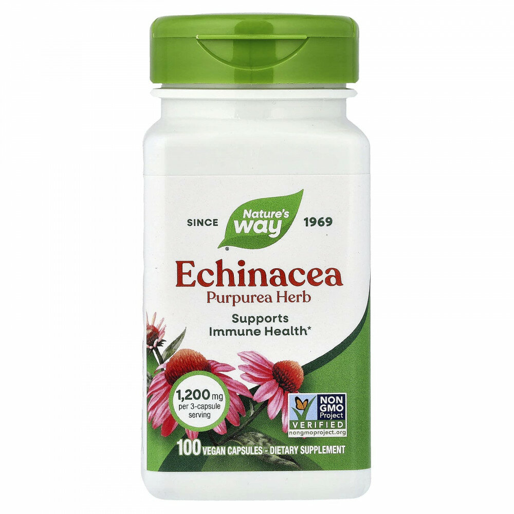 Nature's Way, эхинацея, пурпурная трава, 100 веганских капсул (0,4 мг в 1 капсуле)