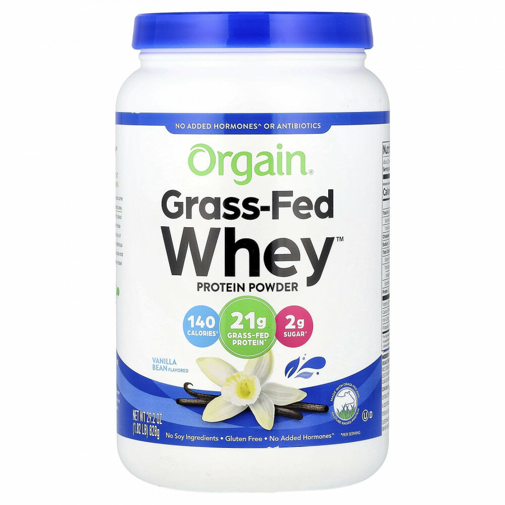Orgain, протеиновый порошок Whey™ от Grass-Fed, со вкусом ванили, 828 г (1,82 фунта)