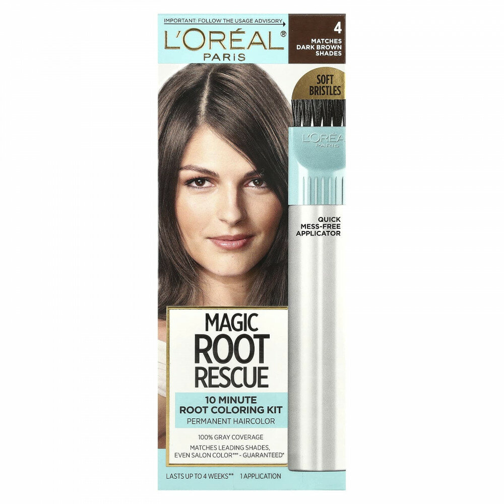 L'Oréal, Magic Root Rescue, 10-минутный набор для окрашивания корней, 4 темно-коричневых, 1 применение