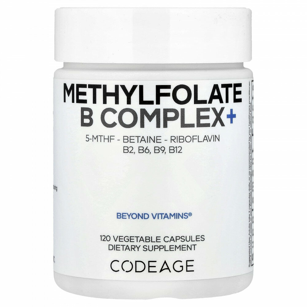 Codeage, Methylfolate B Complex+, комплекс витаминов группы B с метилфолатом, 120 растительных капсул