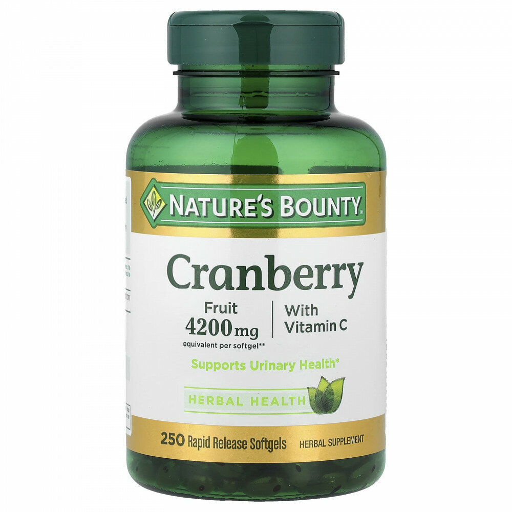Nature's Bounty, Клюква с витамином C, 250 капсул быстрого высвобождения
