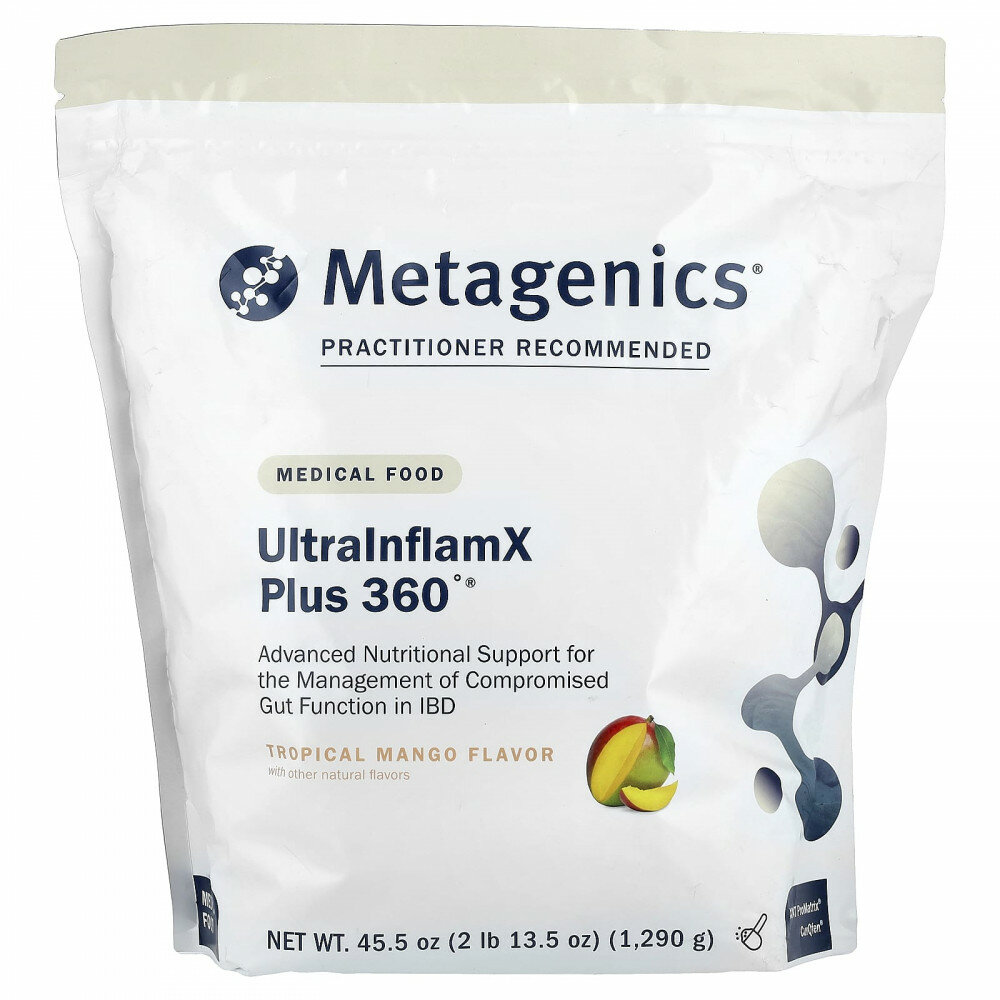 Metagenics, UltralnflamX Plus 360°®, лечебное питание, со вкусом тропического манго, 1290 г (45,5 унции)