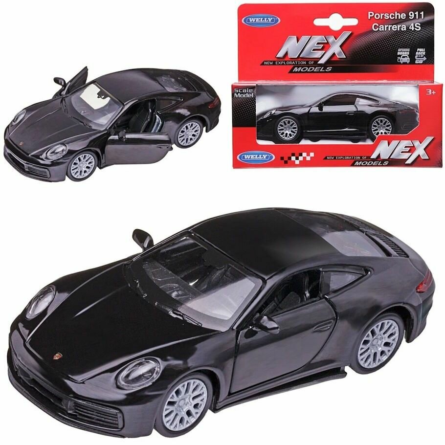 Игрушка Welly Машинка 1:38 Porsche 911 Carrera 4S 43781 черн.