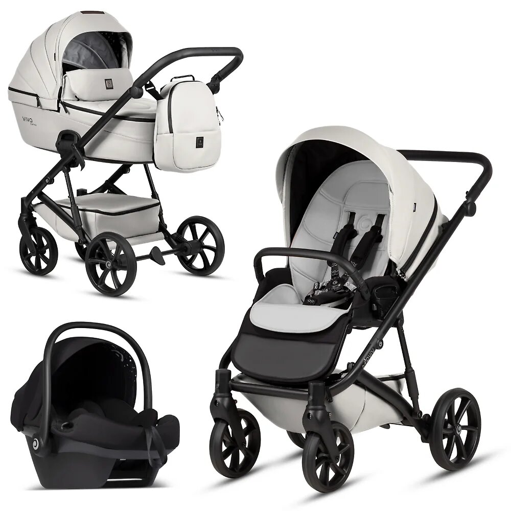 Детская коляска 3в1 Tutis Viva 6+, Elo Lux Edu Sky, цвет Cloud / Eco (Светло-серый)