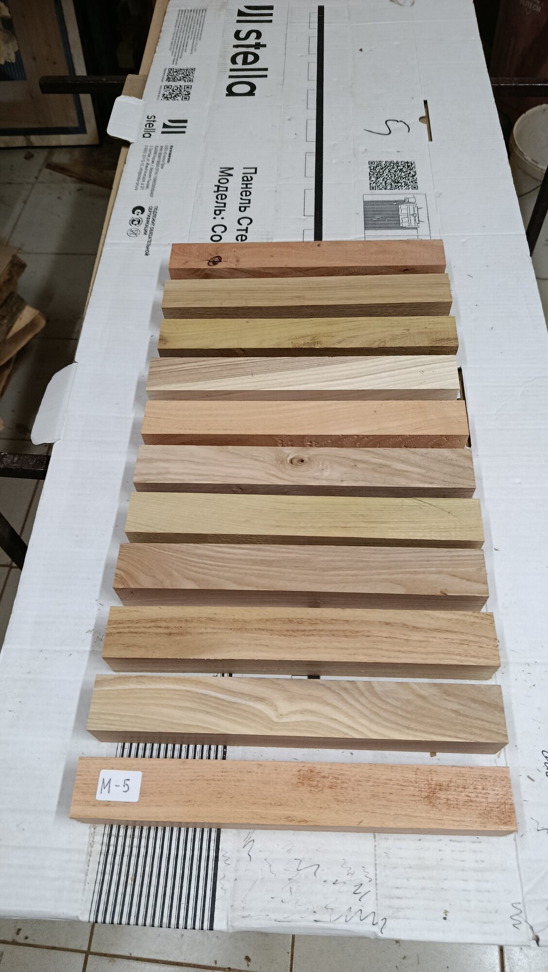 Комплект из 11-ти брусков акации, ясеня 30х4х4см(М5)высушенные и строганные