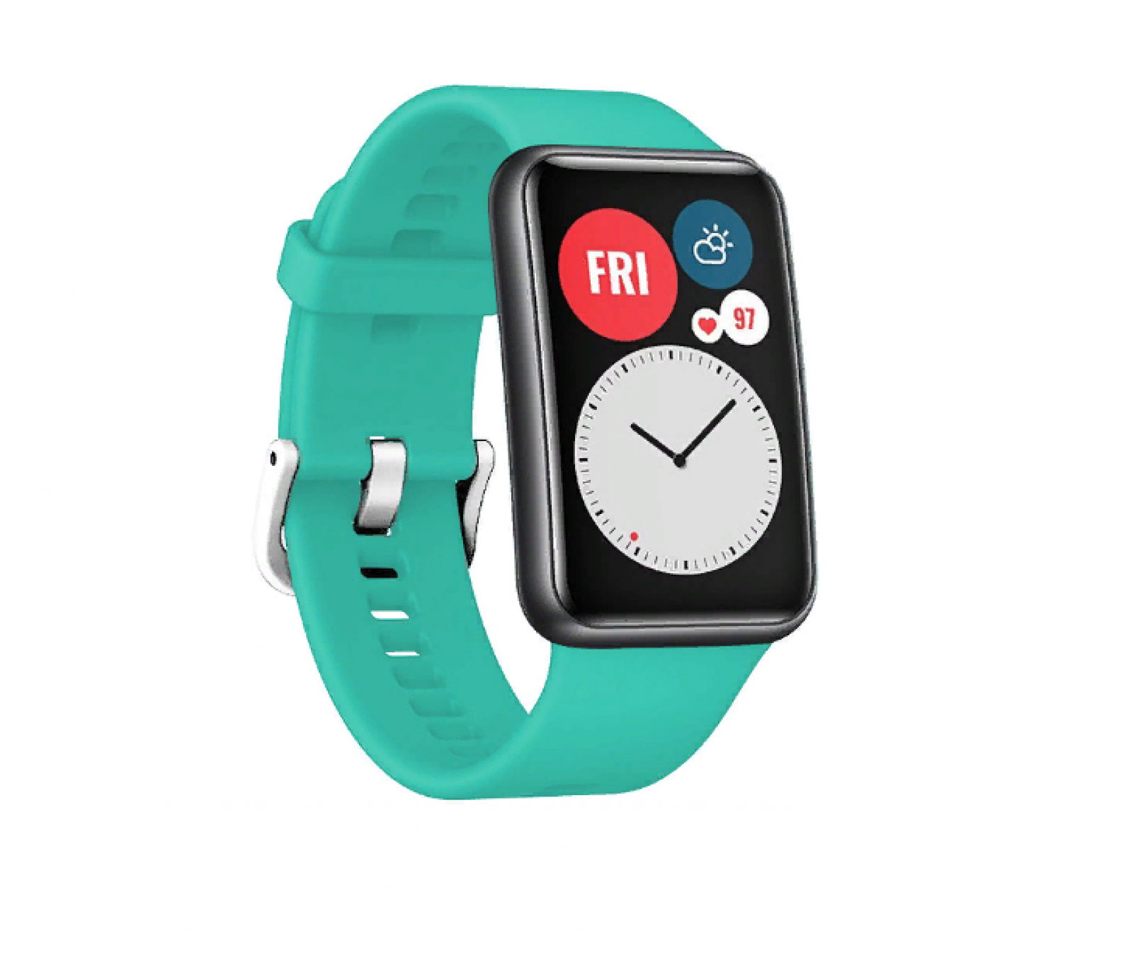 Сменный гипоаллергенный силиконовый ремешок MyPads для умных часов Huawei Watch Fit (2021) зеленый с пряжкой
