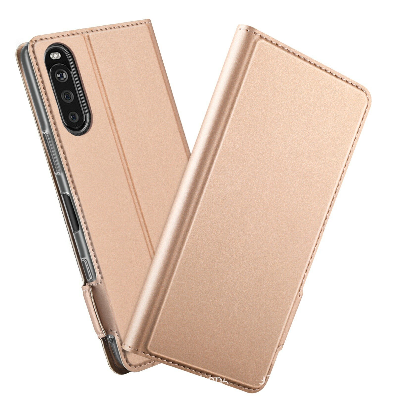Чехол-книжка MyPads для Sony Xperia 1 III из водоотталкивающей кожи с металлической основой, розовое золото