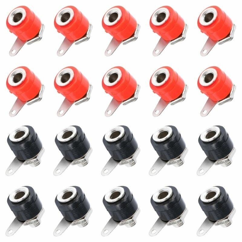 Аудиоаксессуары с банановой розеткой 20 шт, 4 мм-10 красных, 10 черных