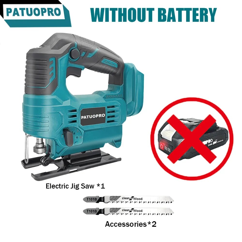 Аккумуляторный бесщеточный лобзик PATUOPRO 65 мм для Makita 18 В No Battery
