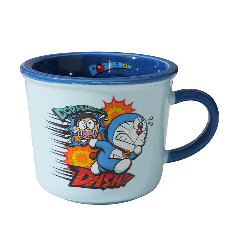 Керамическая кружка Doraemon со шкалой и ручкой, 380 мл, 4 цвета, в подарок. Мояэкономка