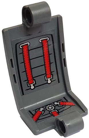Technic, Panel Curved 3 x 5 x 3 with Dark Bluish Gray Cushions and Red Seat Belts on Inside Pattern (Stickers) - Set 42057, 24116pb013 Dark Bluish Gray U