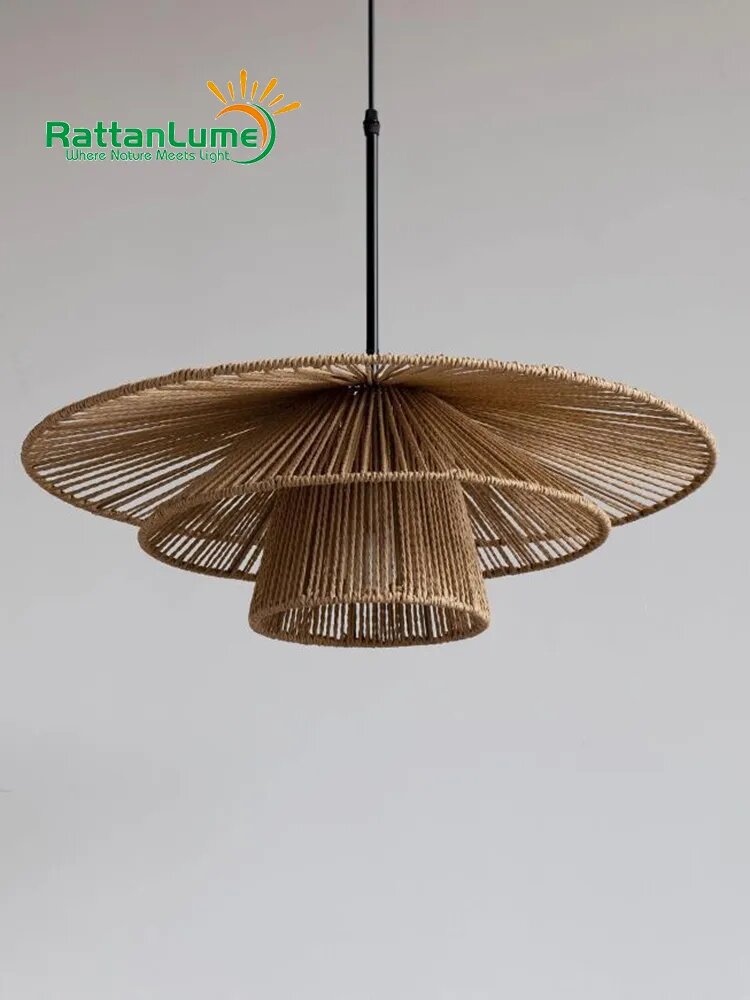 Люстра RattanLume E27, из ивового прута, коричневая, для гостиной, в стиле кантри, 40 Вт — фото 1