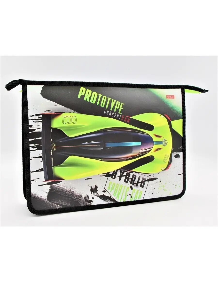 Hatber Папка для тетрадей Пластиковая А4ф Hatber 2 отделения , на молнии -Autosport- в индив. упаковке