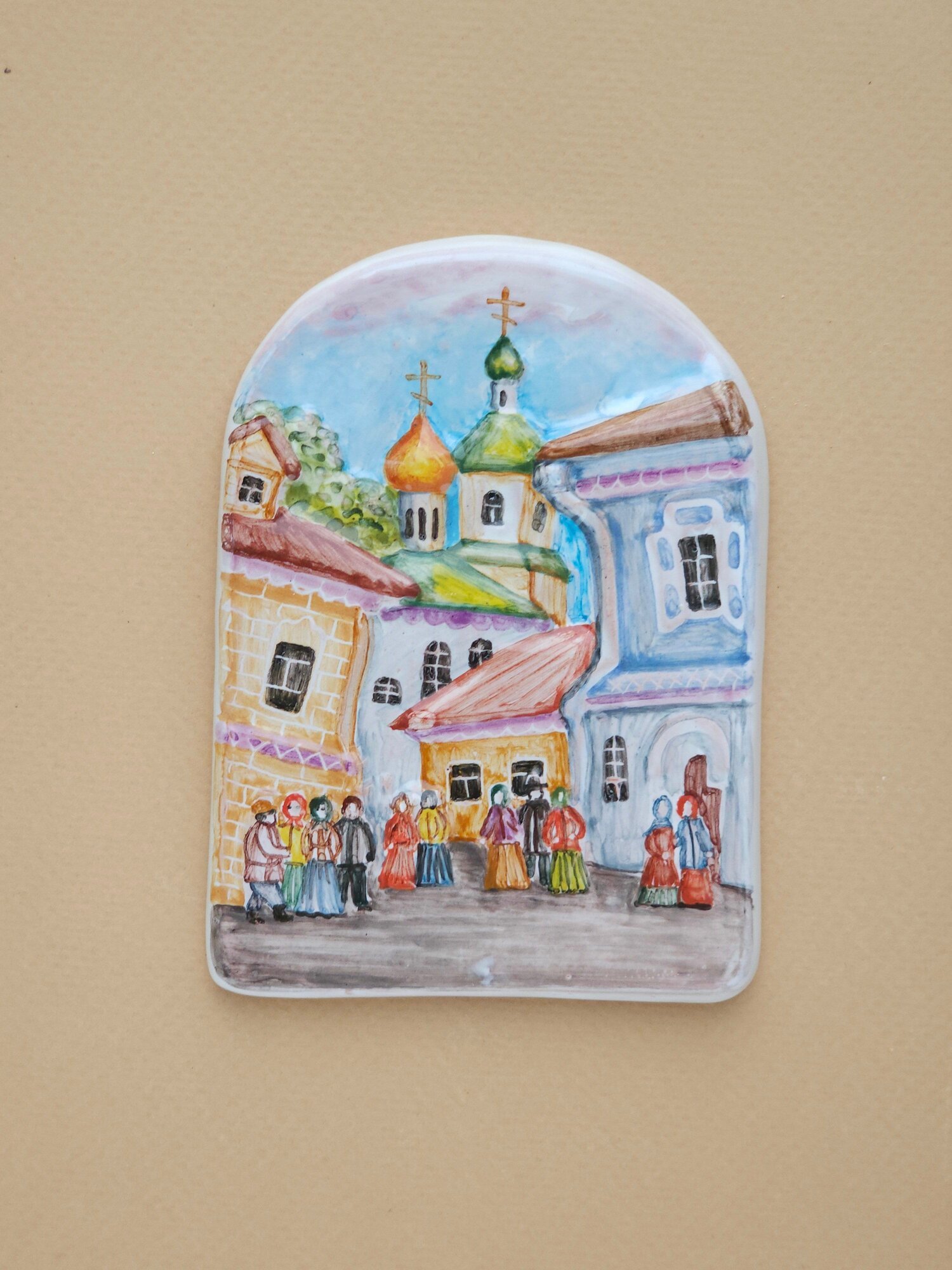 Плакетка "Московская" (малая). Панно, настенный декор, плакетка, украшение настенное интерьерное. Ярославская майолика. Керамика ручной работы. Сделано в России.