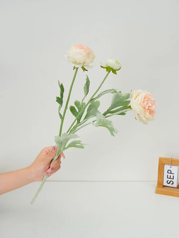 Искусственные шелковые маки, 3 головки champagne