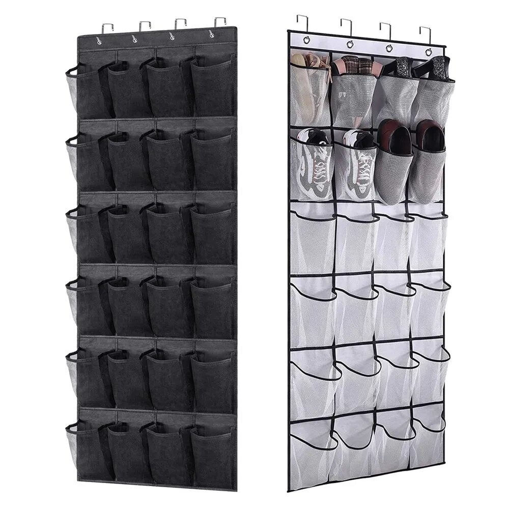Мешок для хранения обуви, 24 кармана, 150x56 см, черный, спанбонд