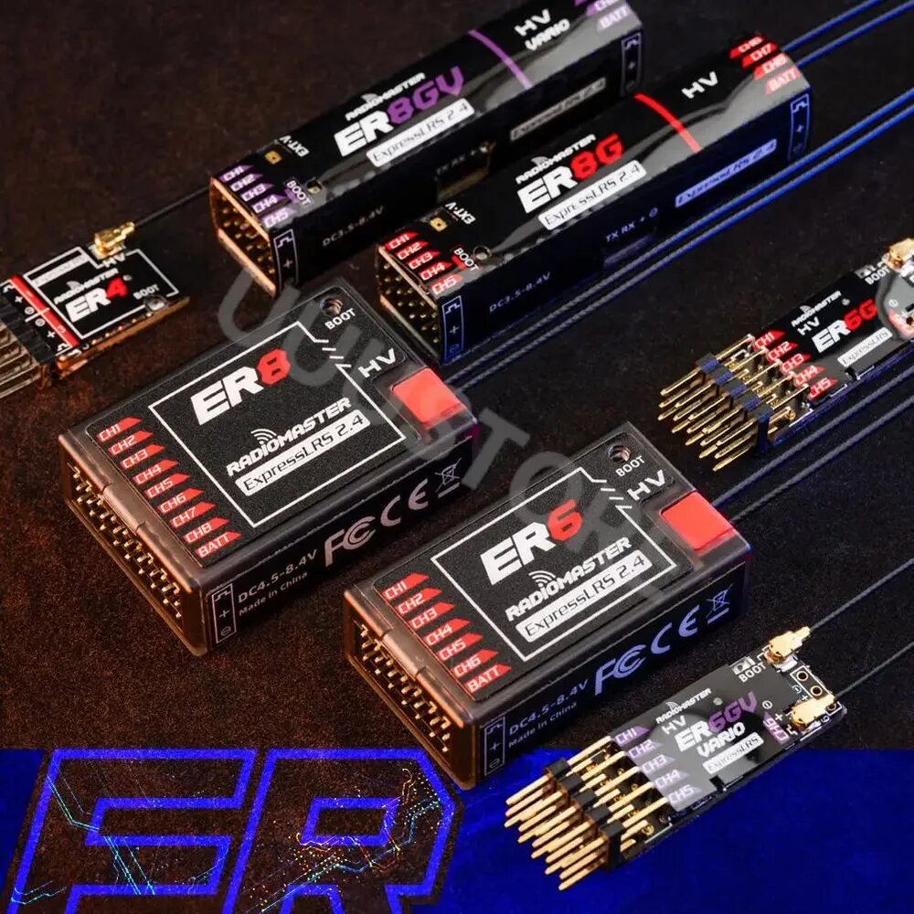 Radiomaster ER6 ExpressLRS 2.4GHz приемник для радиоуправляемых моделей машинок, красный цвет — фото 1