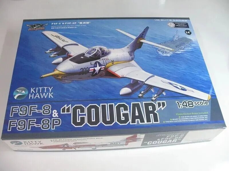Сборная модель самолета Kitty Hawk F9F-8 & F9F-8P Cougar 1:48 масштаб, для сборки — фото 1