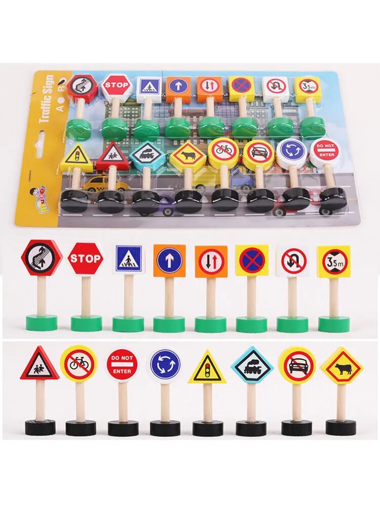 Дорожные знаки раннего образования познание, набор игрушек для детей, обучающие знаки движения, деревянные, пластиковые