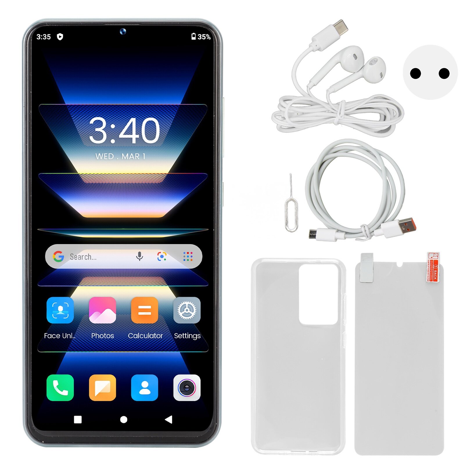 Смартфон K60 6.53 8GB/128GB Android 12, 5G WiFi, поддержка 4G, зарядка 100240В, зеленая вилка EU