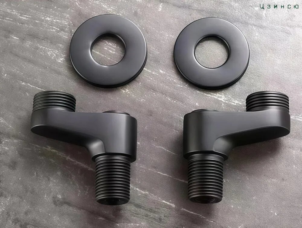 Эксцентрик с отражателем (монтажный комплект) Регулируемый объем воды 2 эксцентрика + 2 чашки, латунный. G1/2*G3/4. Ретро черное