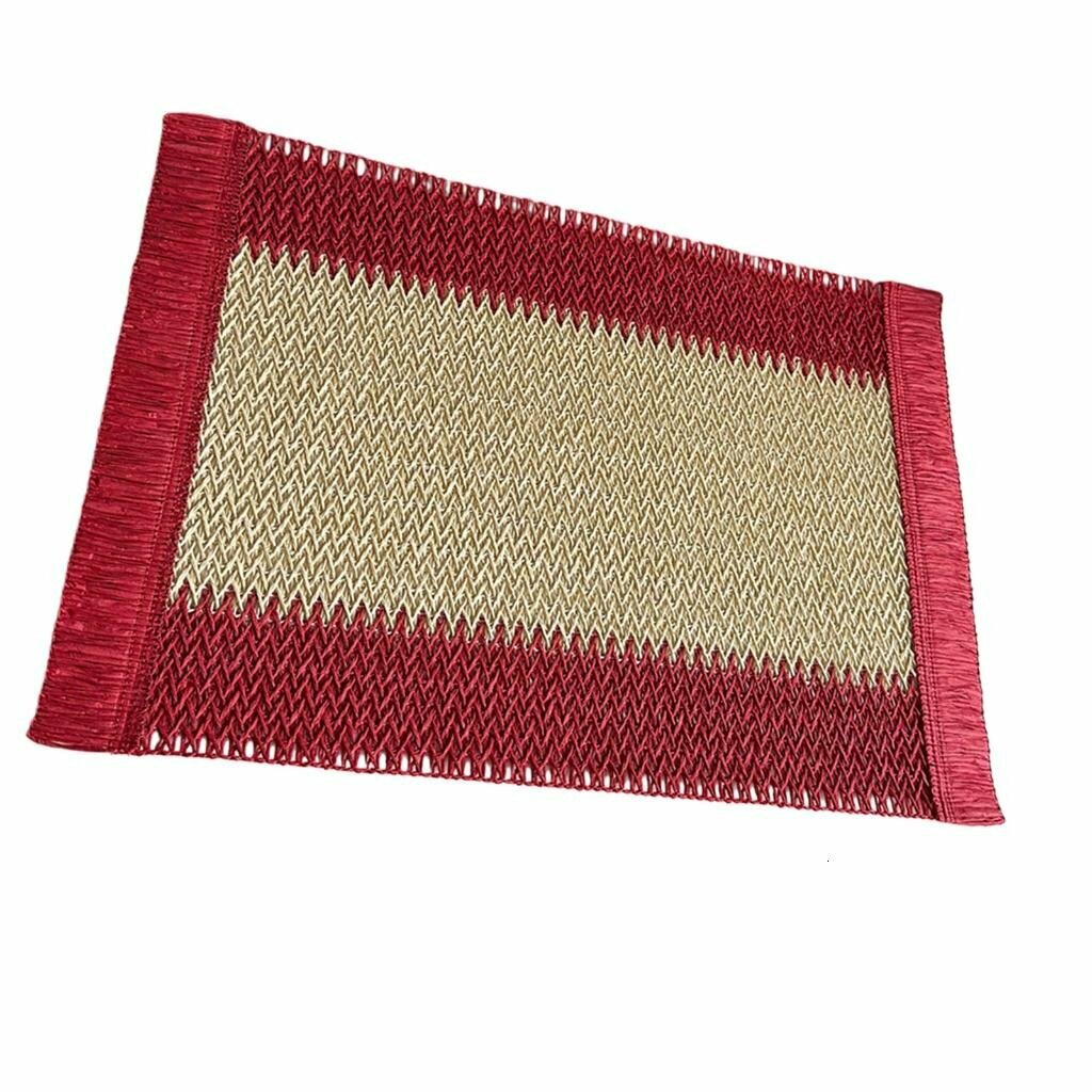 Тканый бумажный подстаканник в полоску, Красный рис красный