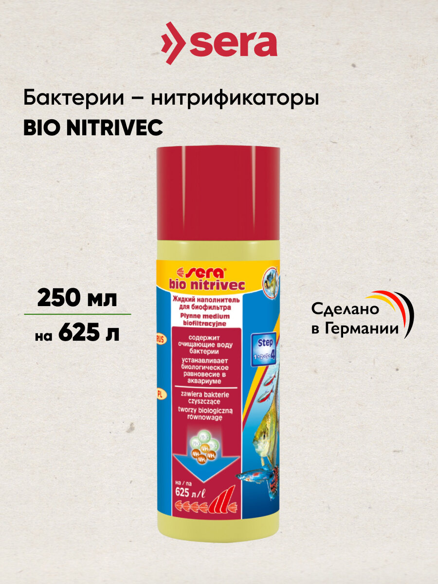Нитрифицирующие бактерии Sera Bio Nitrivec, 250 мл, для запуска аквариума и поддержания биологического равновесия