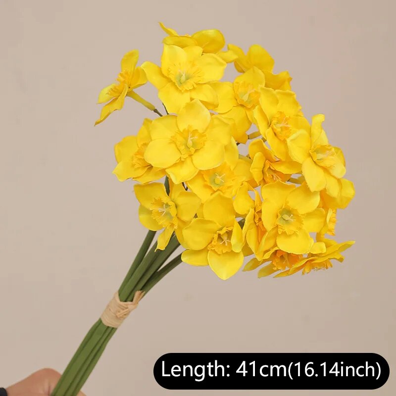 6 шт./компл. искусственный цветок букет нарциссы шелковая ткань цветы украшение дома свадебное украшение фестиваль вечерние нарцисс декор